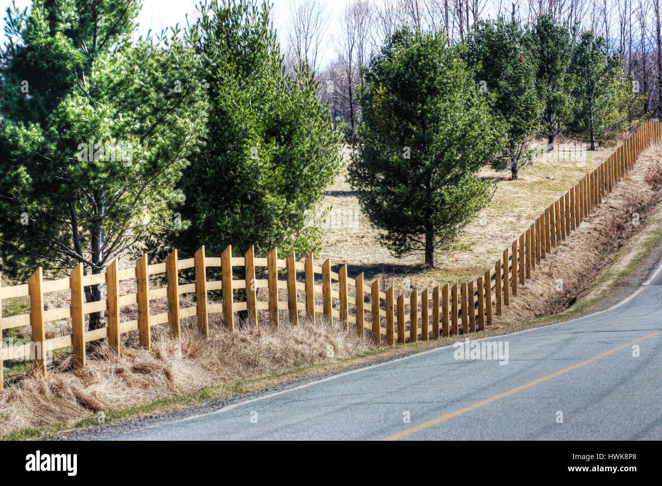 Road with Picket Fence Stock Photo - Alamy