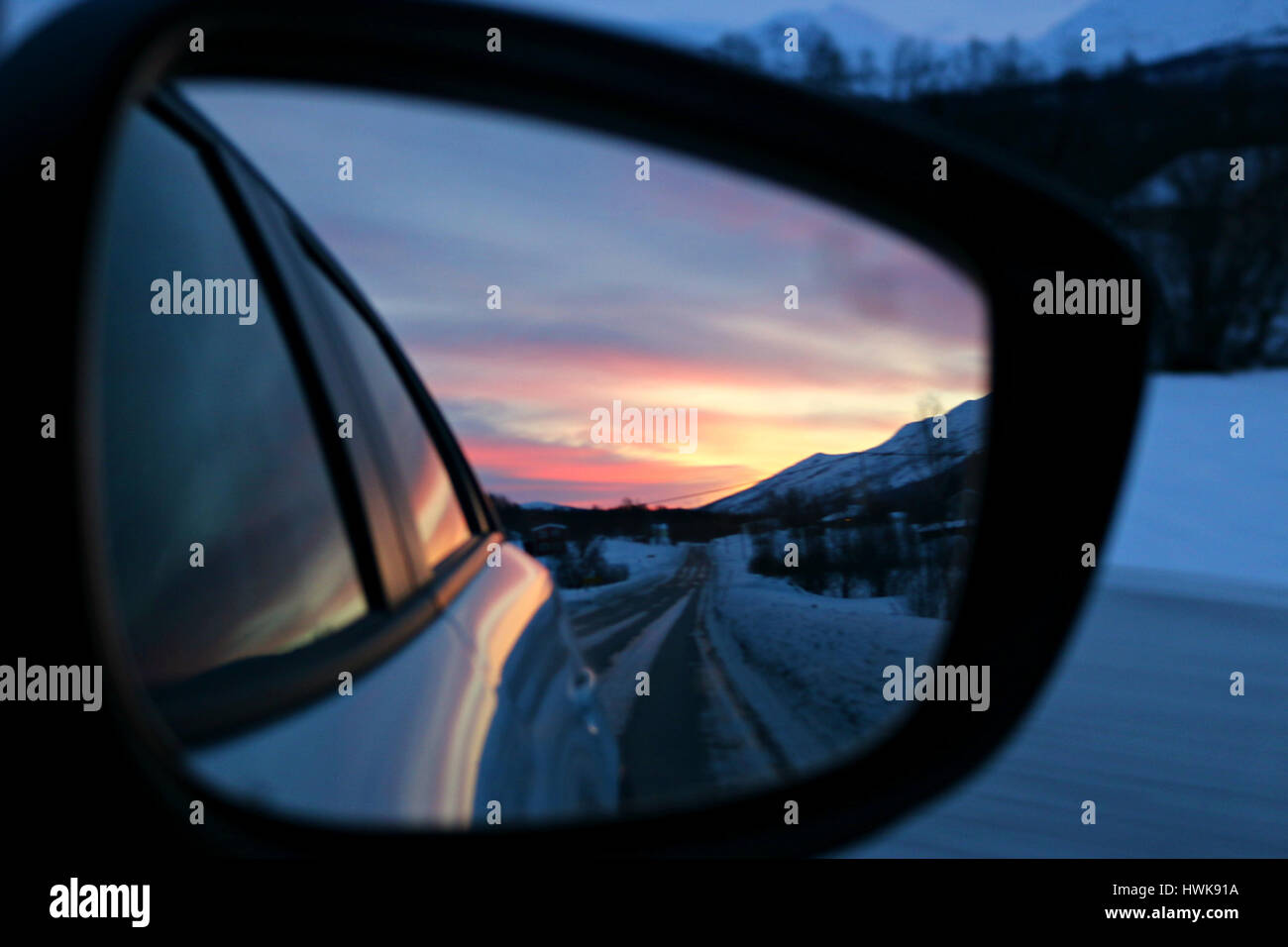 Sunset from the car Stock Photo - Alamy