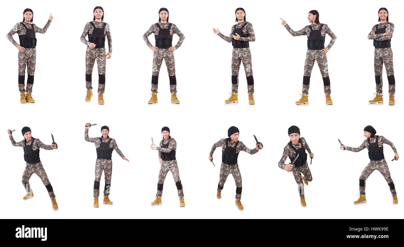 Soldier isolated on the white background Stock Photo - Alamy