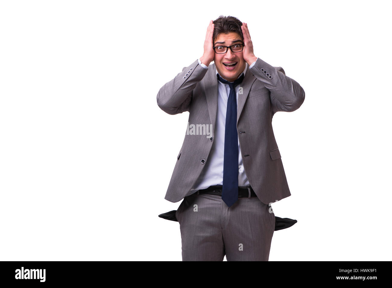 Bankrupt businessman isolated on white background Stock Photo - Alamy