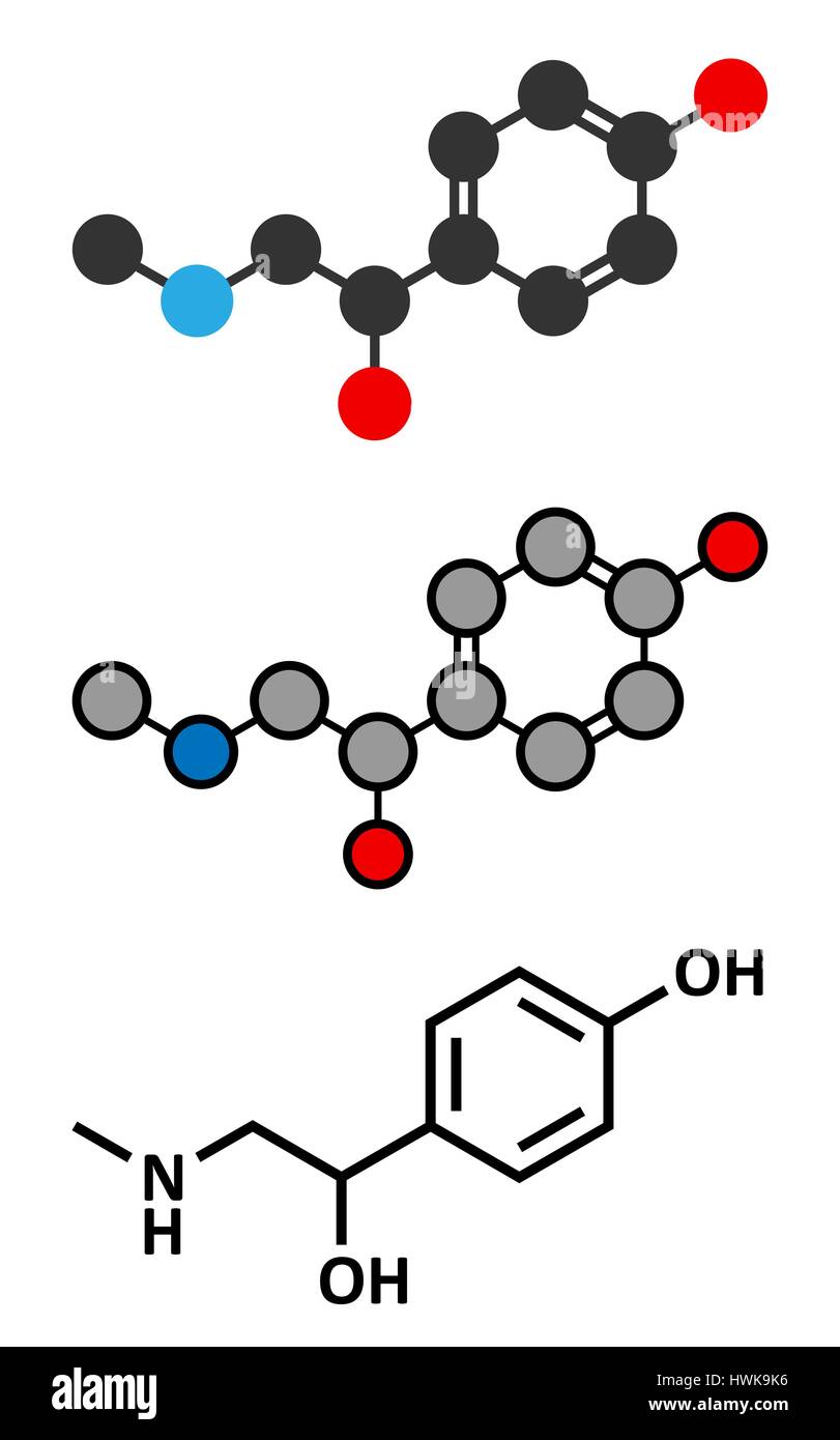 Synephrine herbal stimulant molecule. Stylized 2D renderings and ...