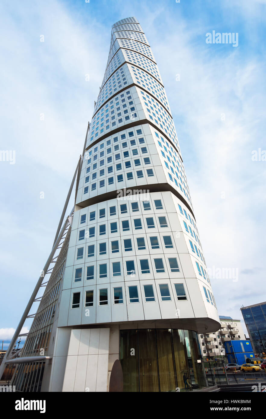 MALMO, SWEDEN - MARCH 07, 2017: Malmo Turning Torso is built in nine ...