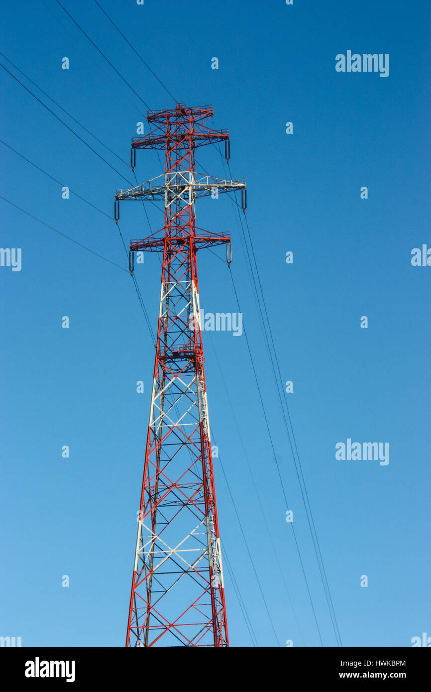 Red white electric pole hi-res stock photography and images - Alamy