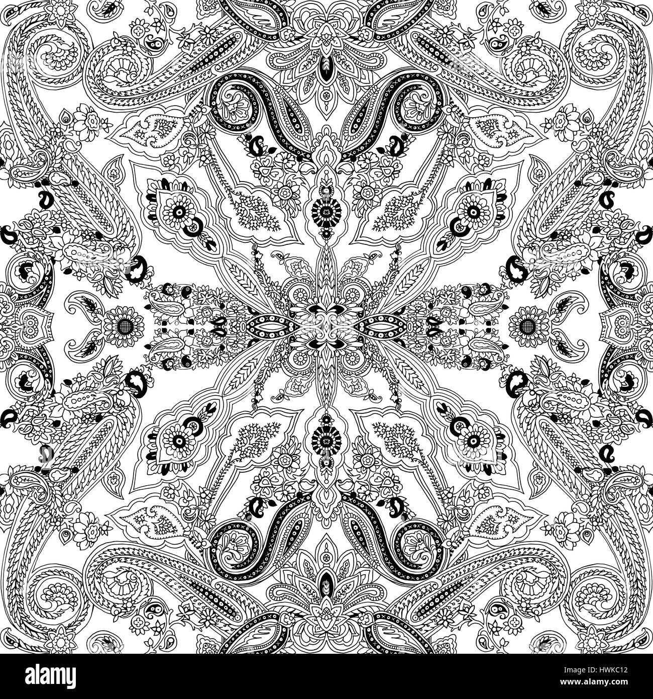 Paisley pattern black and white hi-res stock photography and images - Alamy