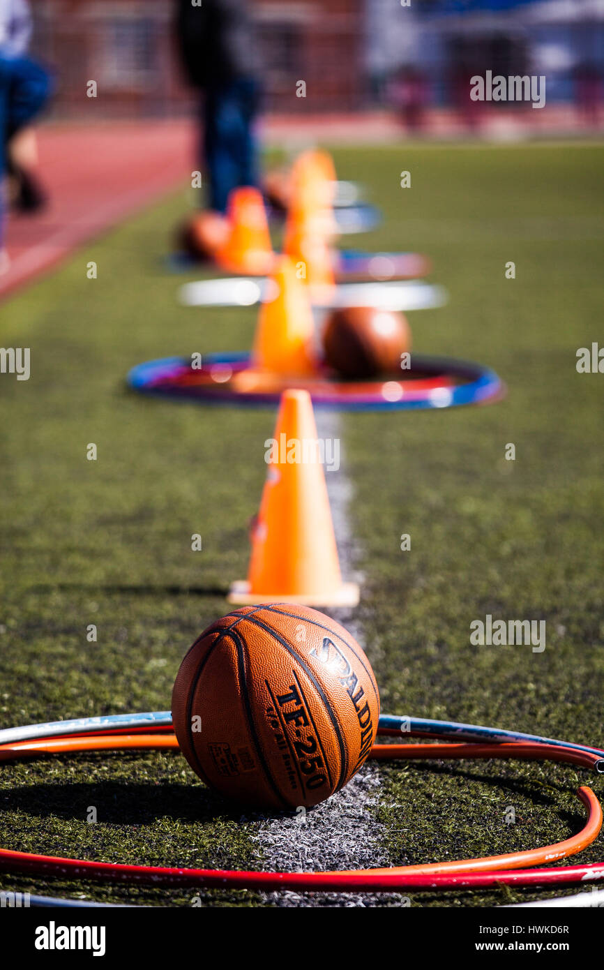 Basketball in the rings Stock Photo - Alamy