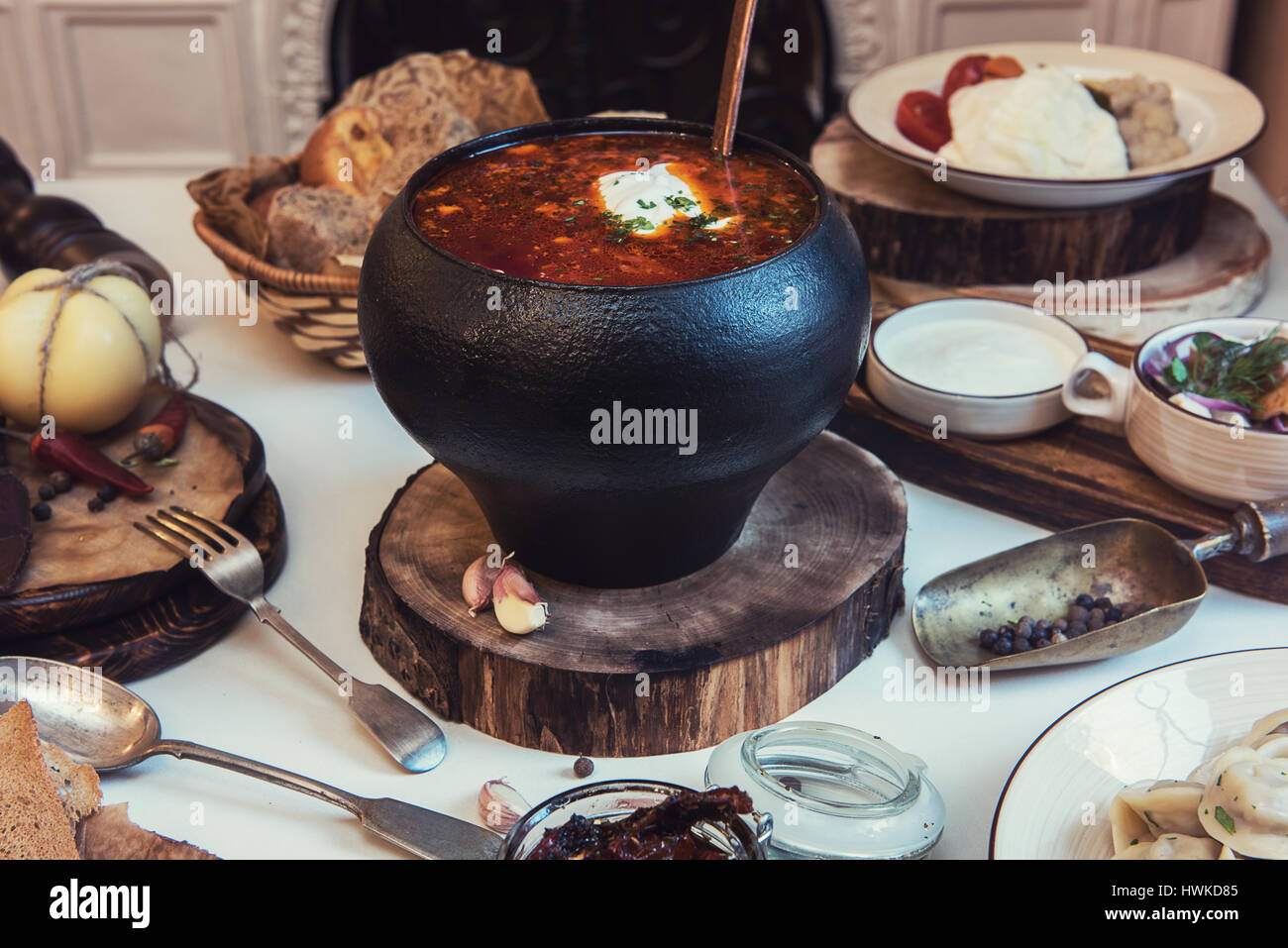 Russian food table Stock Photo - Alamy
