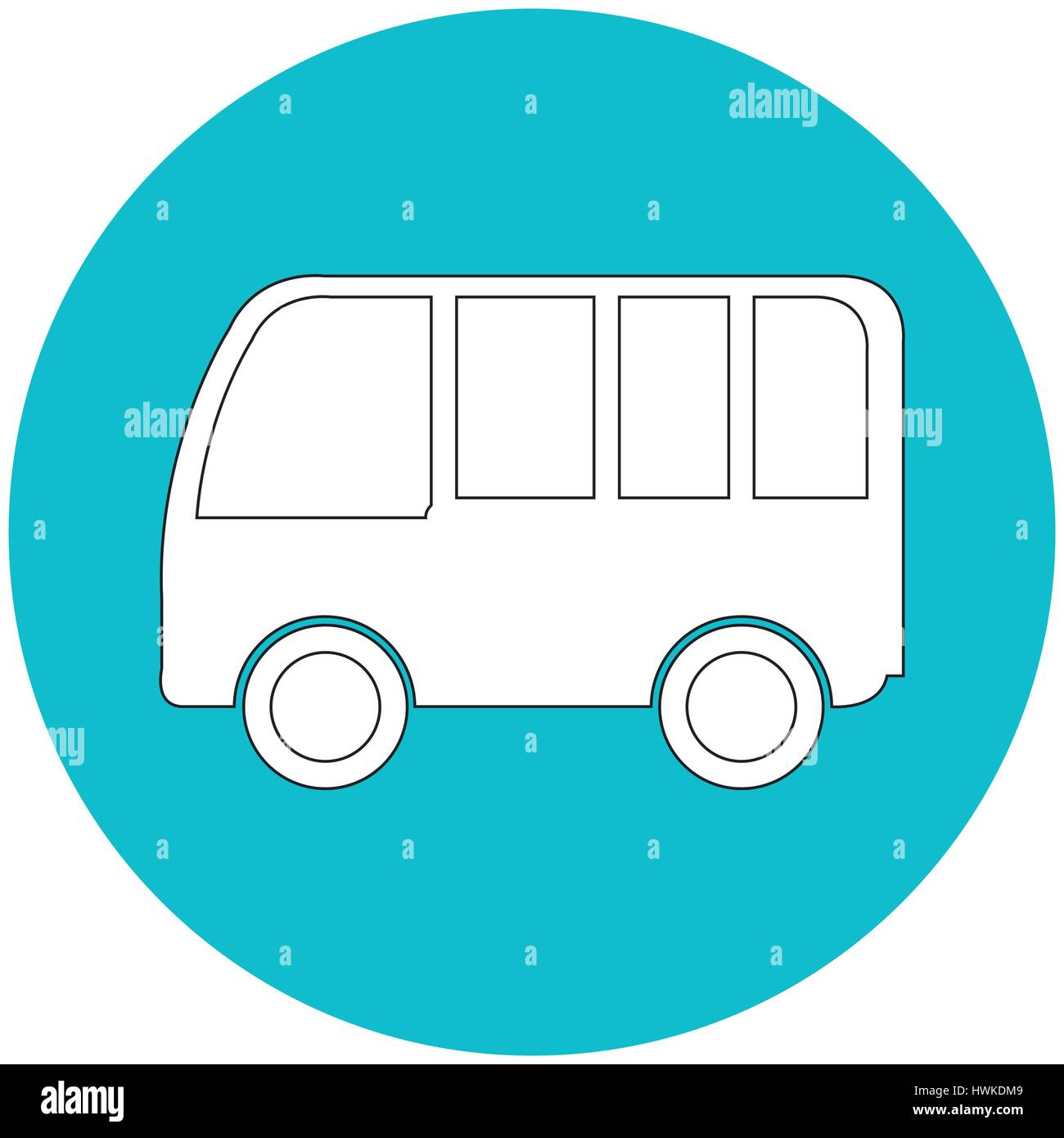van vehicle icon over blue circle and white background. vector ...