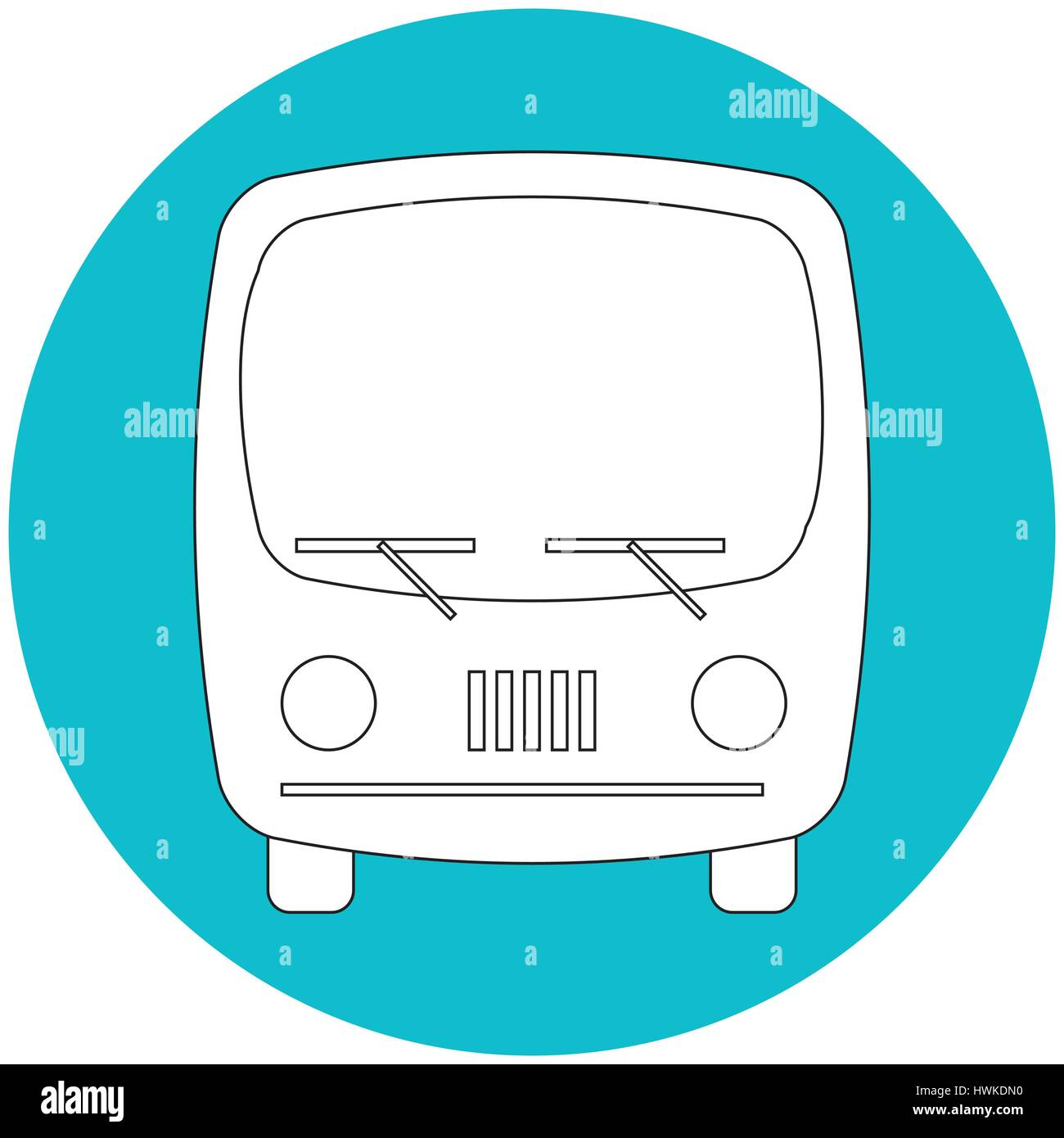 bus vehicle icon over blue circle and white background. vector ...