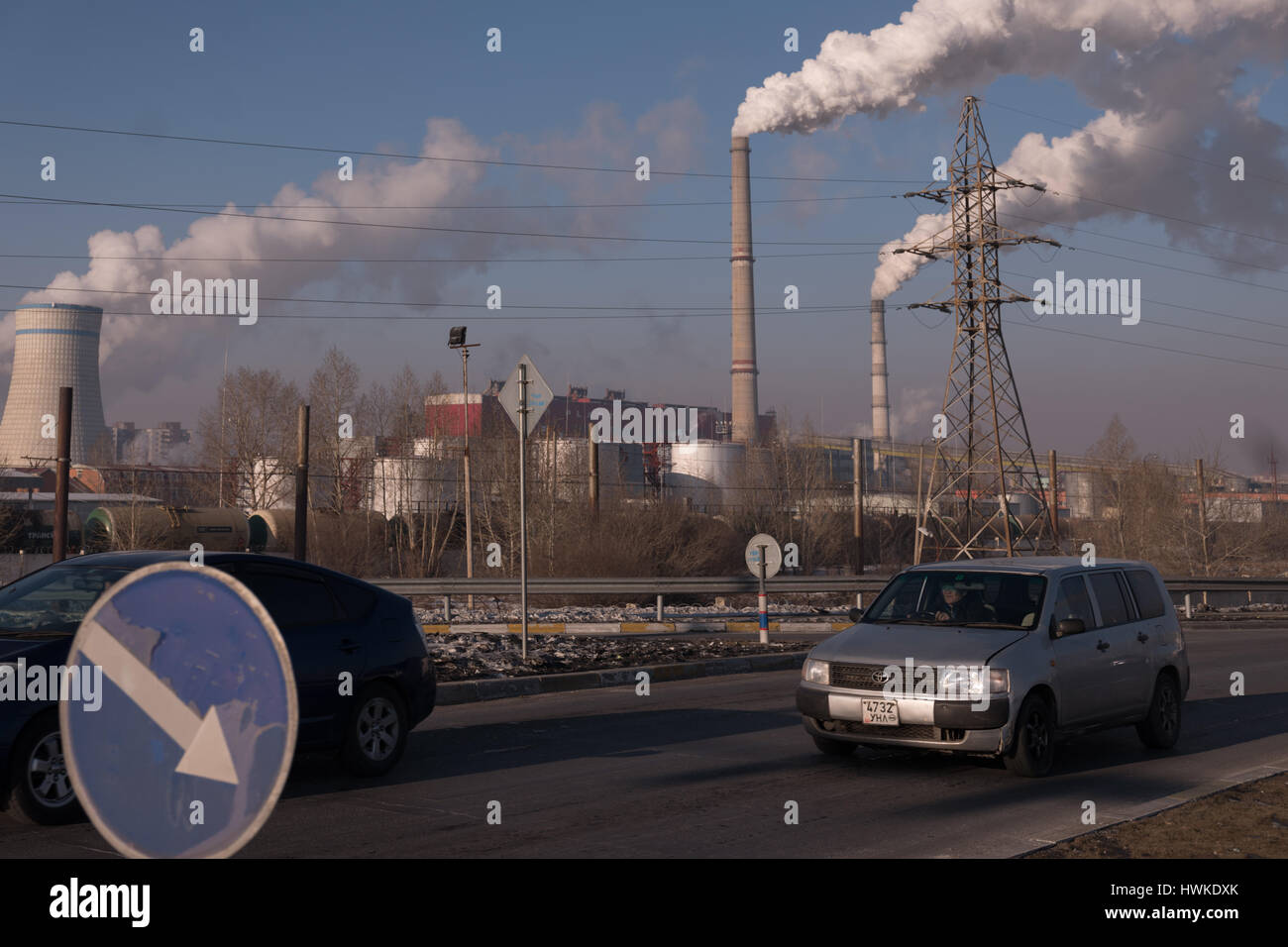 Skyline of Ulaanbaatar, Mongolia, showing the air pollution caused by 4 ...