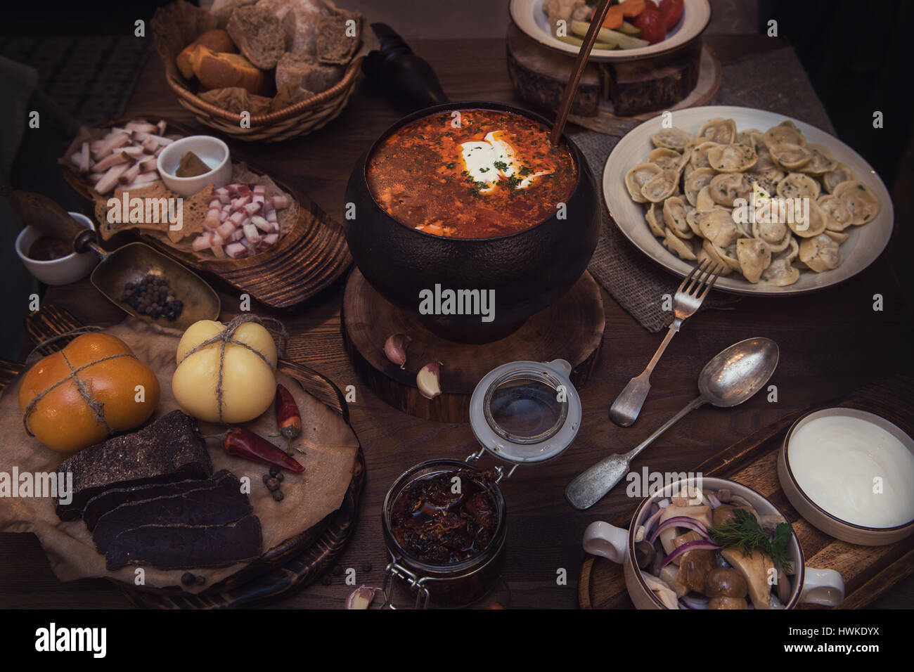 Russian food table Stock Photo - Alamy