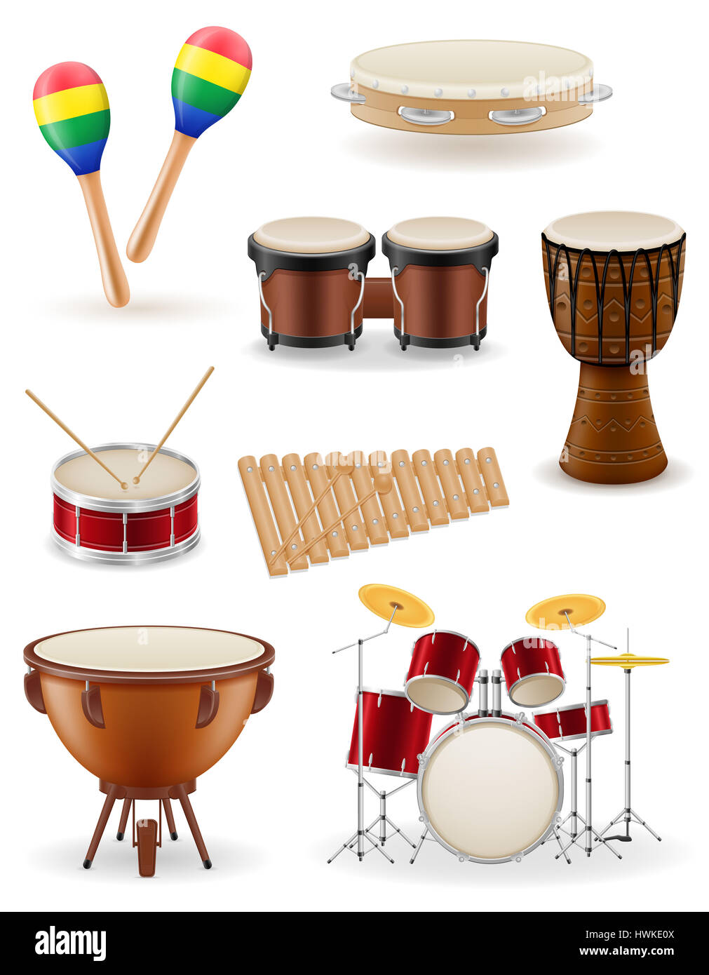 percussion musical instruments set icons stock illustration isolated on ...