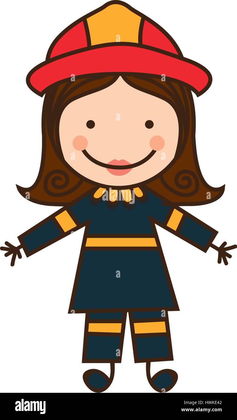 happy woman firefighter icon Stock Vector Image & Art - Alamy