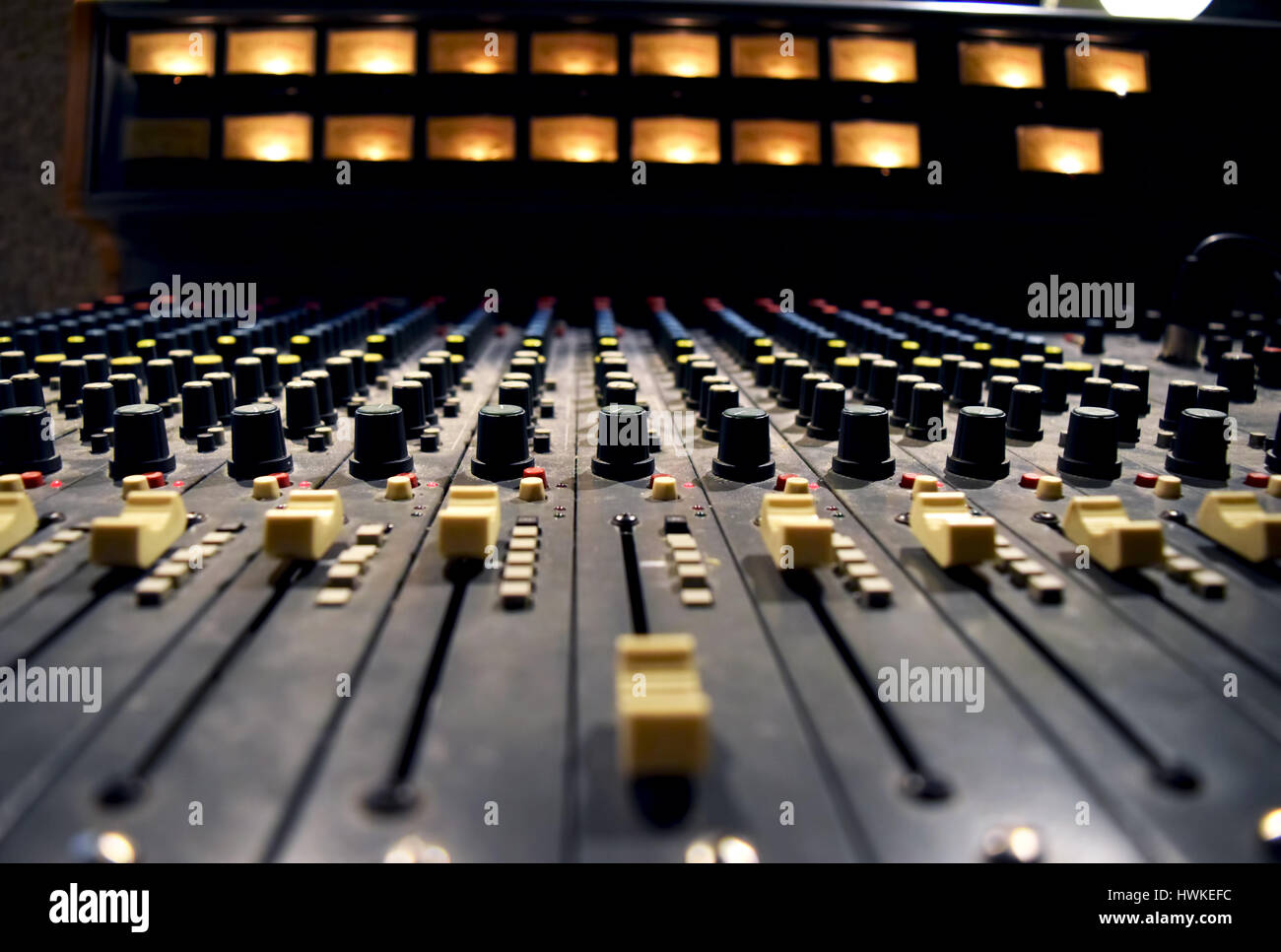 Audio record studio, professional console in recording studio, mixer ...