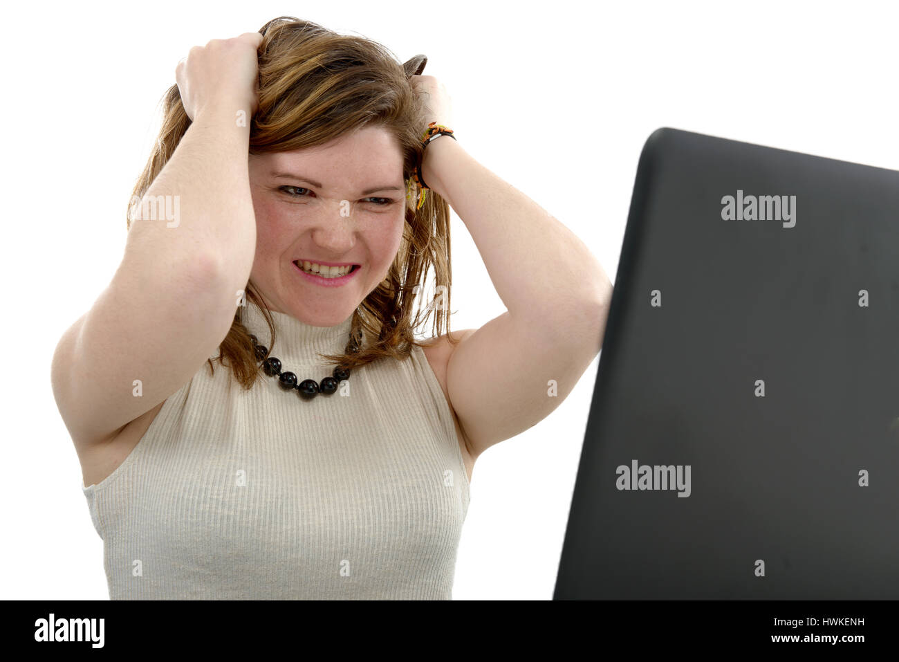 Woman angry computer hi-res stock photography and images - Alamy