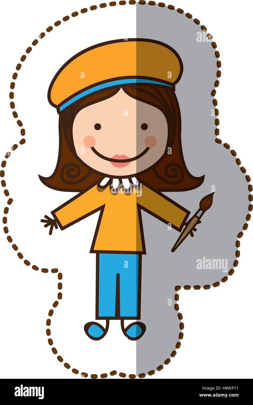 happy woman painter icon Stock Vector Image & Art - Alamy