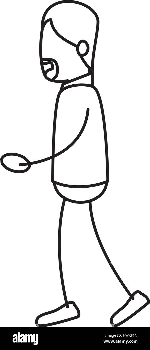 draw of Human figure of man expressing himself over white background ...