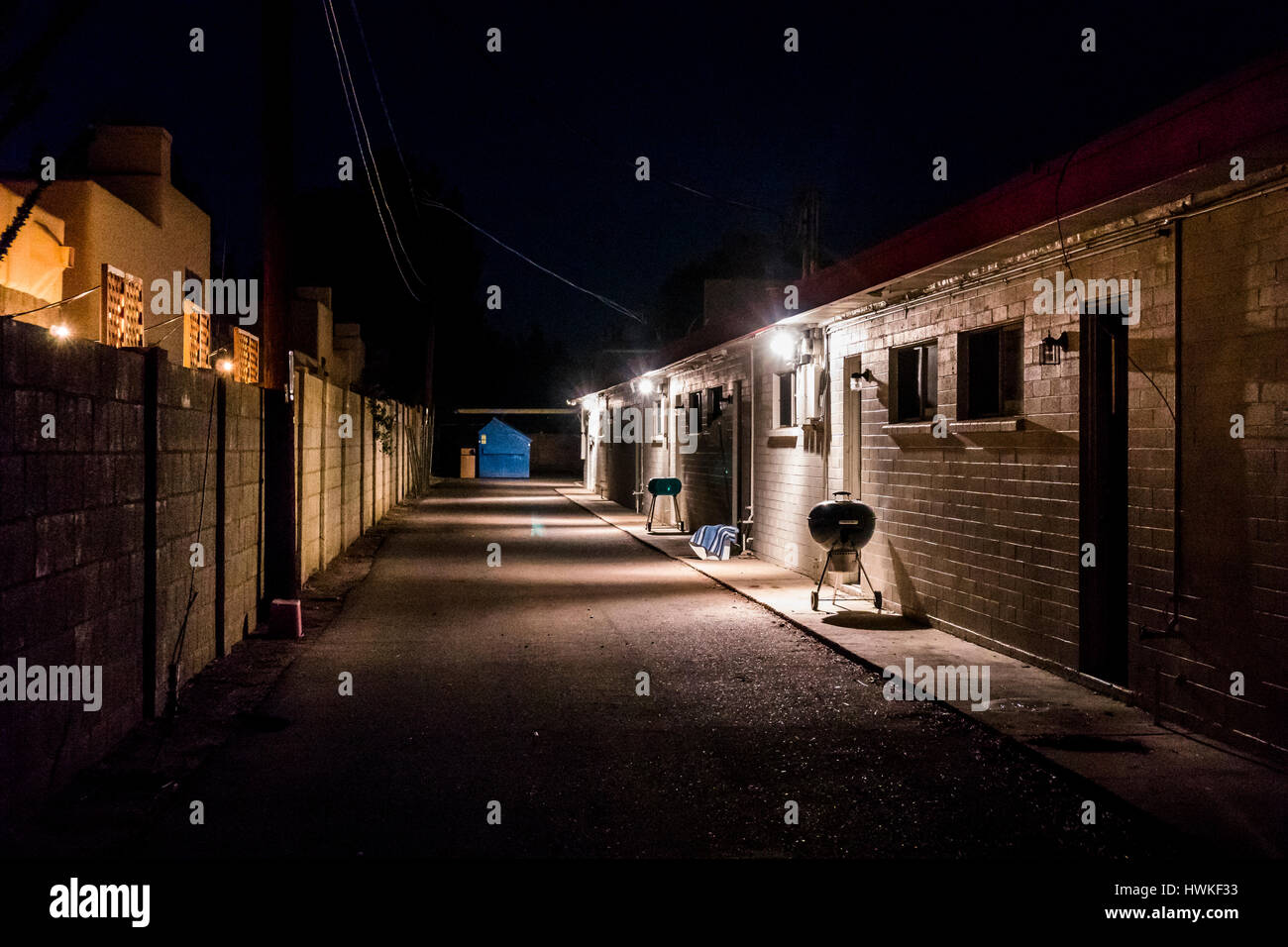 A night time back alley in the city of Phoenix Arizona USA Stock Photo ...