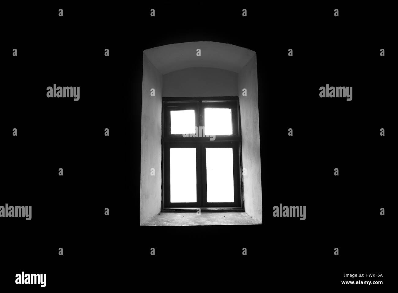 Vintage window in the dark old room Stock Photo - Alamy