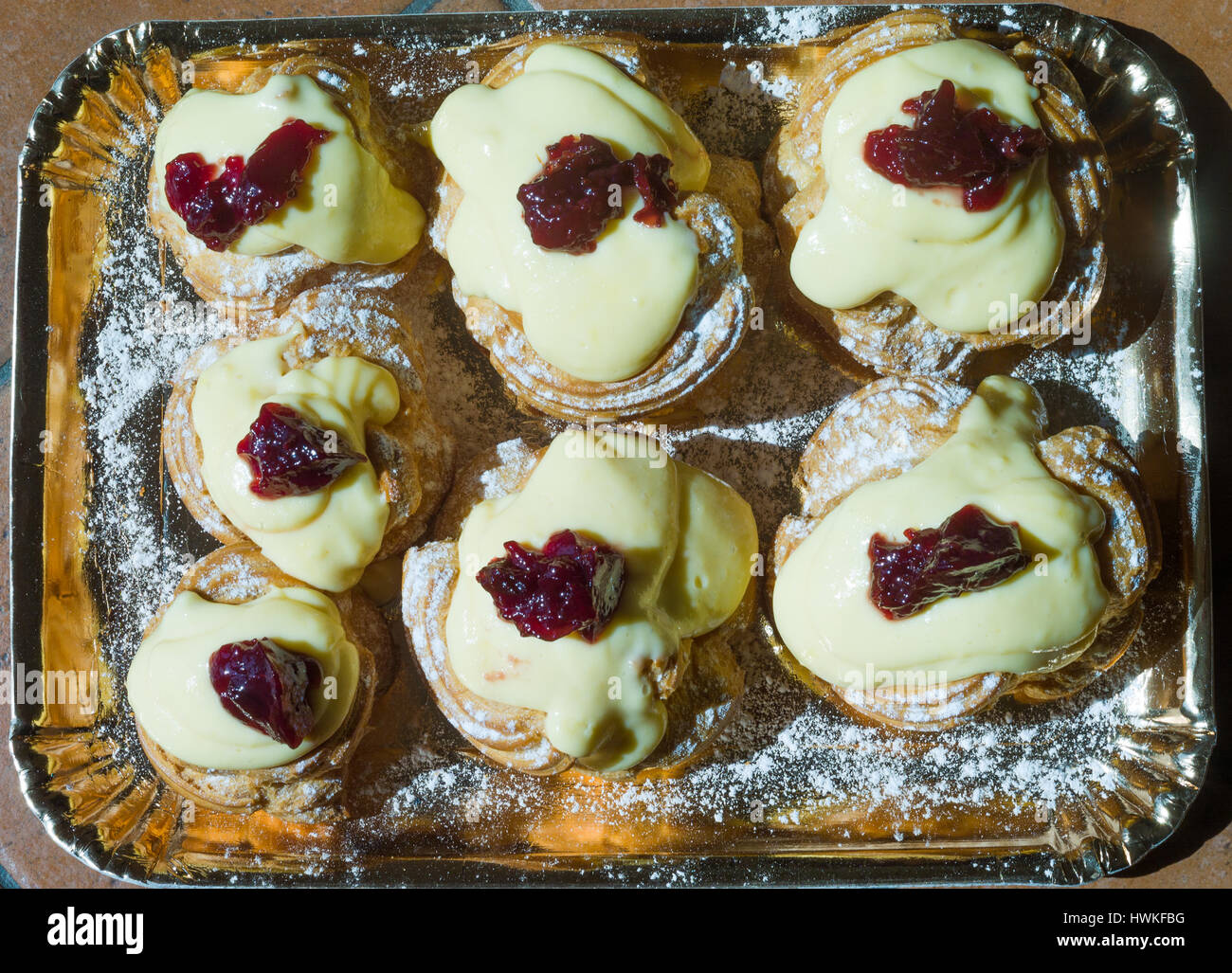 Zeppole of Saint Joseph, Italian pastry with flour, sugar, eggs, oil ...