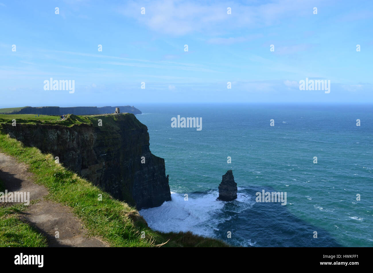 Cliff's of Moher's Needle rock formation and dirt Burren pathway in ...