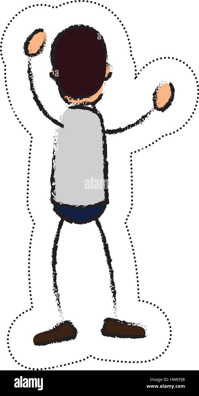 draw of Human figure of man expressing himself over white background ...