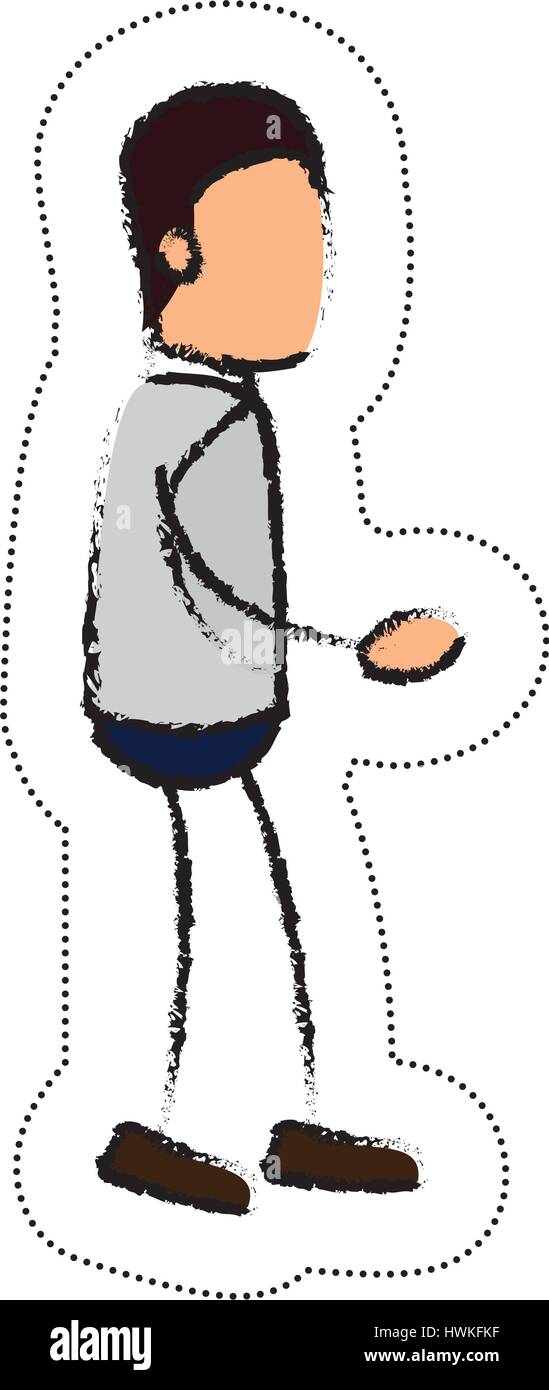 draw of Human figure of man expressing himself over white background ...