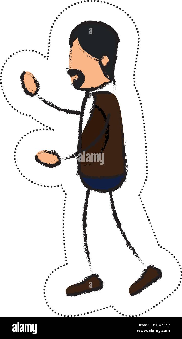 draw of Human figure of man expressing himself over white background ...