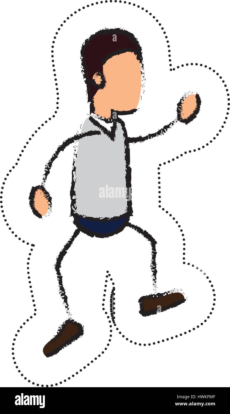 draw of Human figure of man expressing himself over white background ...