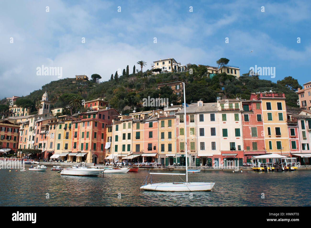 Italy: view of the port and skyline of Portofino, an Italian fishing ...