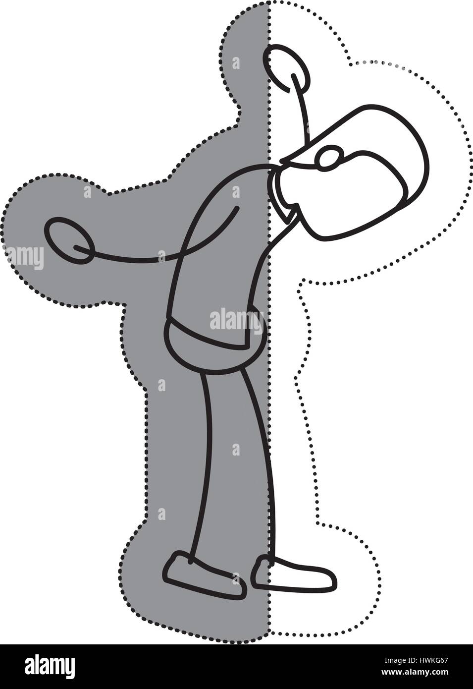 draw of Human figure of man expressing himself over white background ...