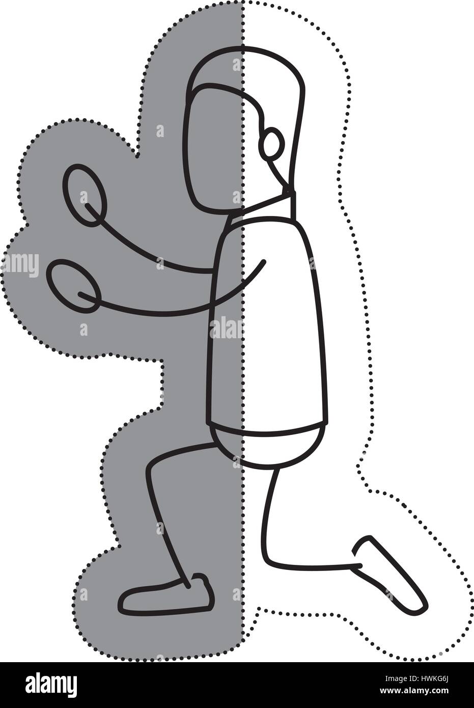 draw of Human figure of man expressing himself over white background ...