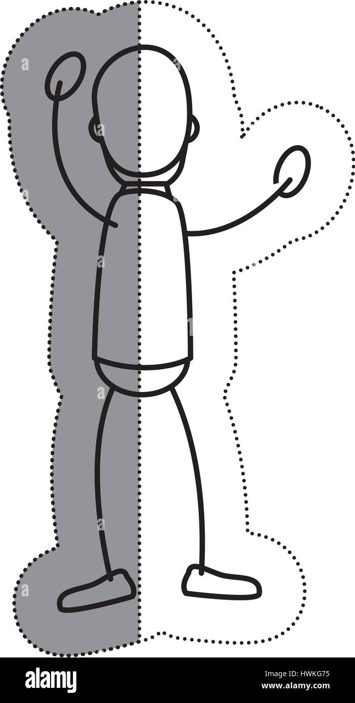 draw of Human figure of man expressing himself over white background ...