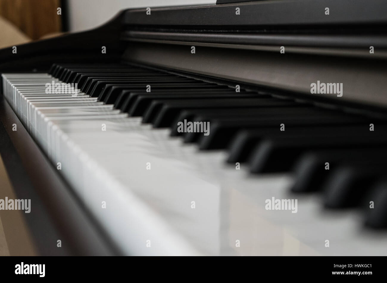 Piano keys side view Stock Photo - Alamy
