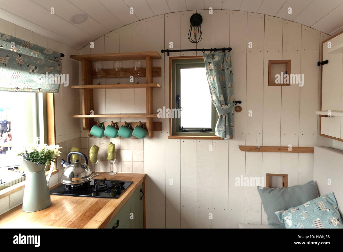 Interior of shepherd hut Stock Photo - Alamy