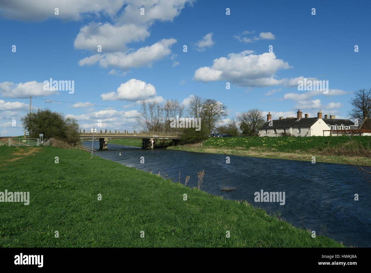 The New Bedford River at Sutton Gault with the Anchor Inn in the ...