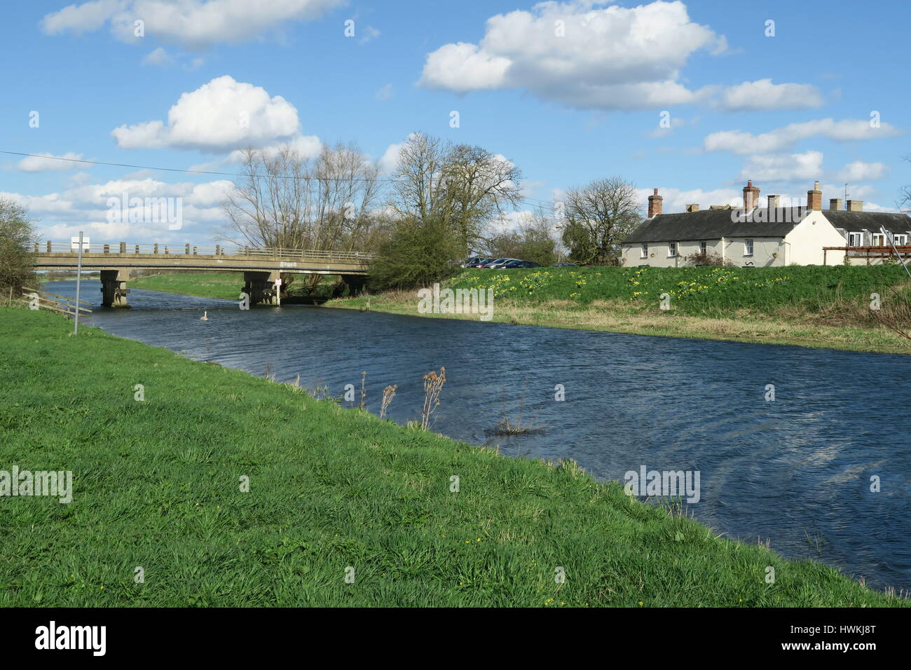 The New Bedford River at Sutton Gault with the Anchor Inn in the ...