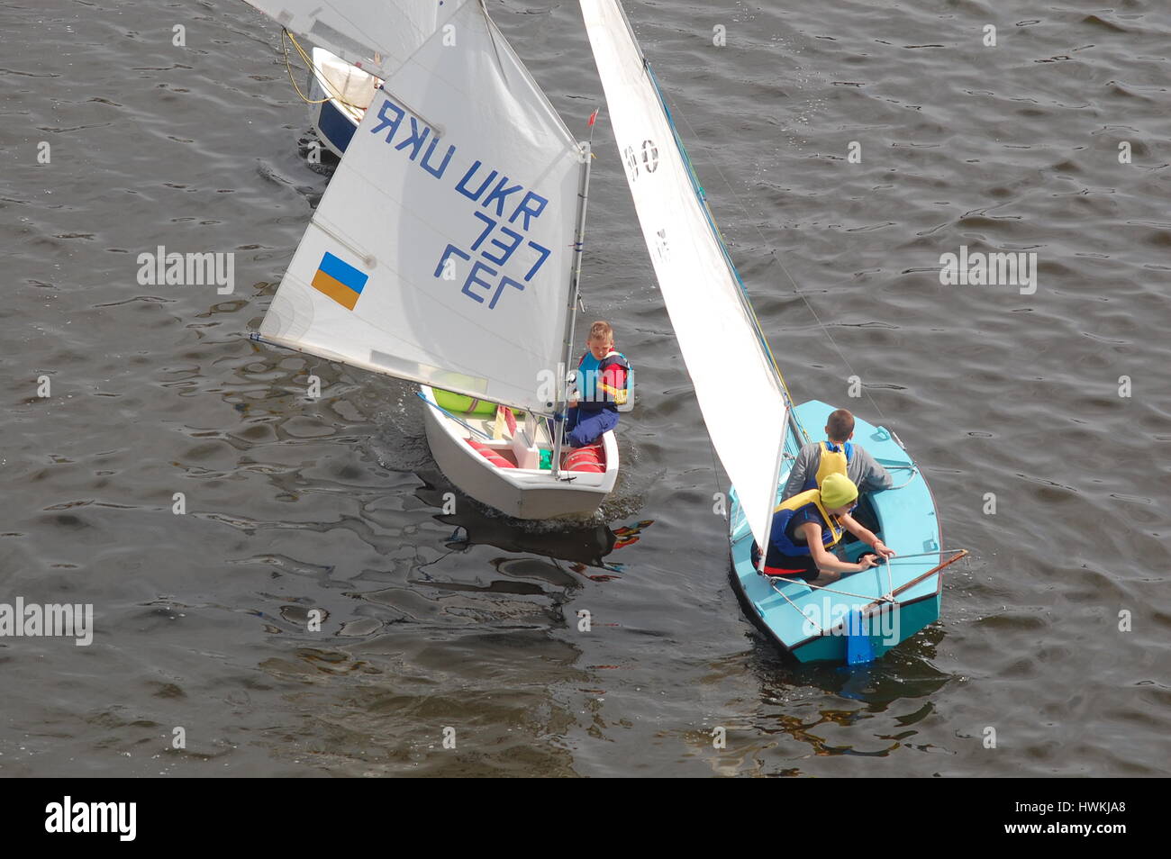 The competitions in sailing. Swimming on sails Stock Photo - Alamy