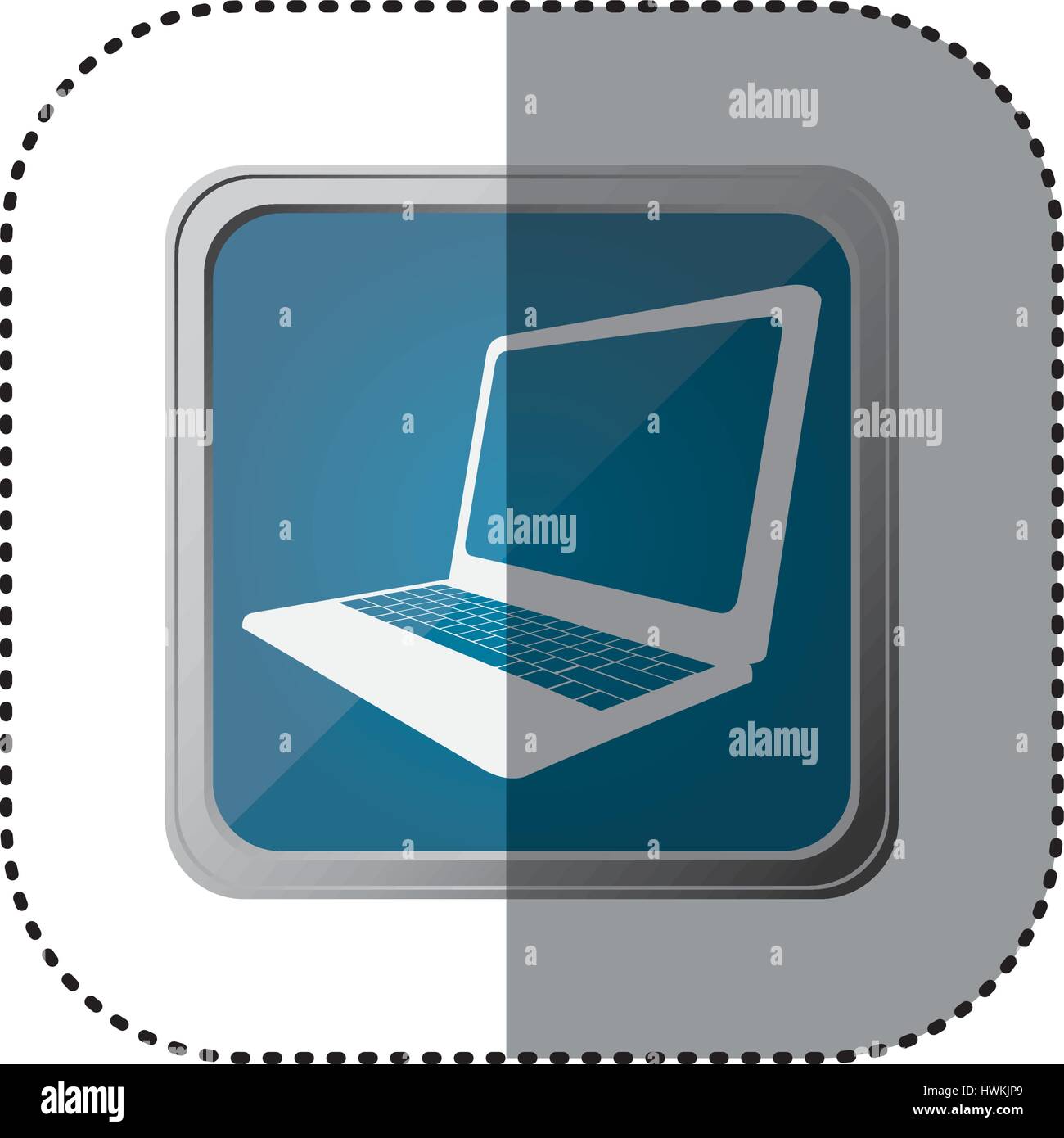 blue emblem laptop technology icon Stock Vector Image & Art - Alamy