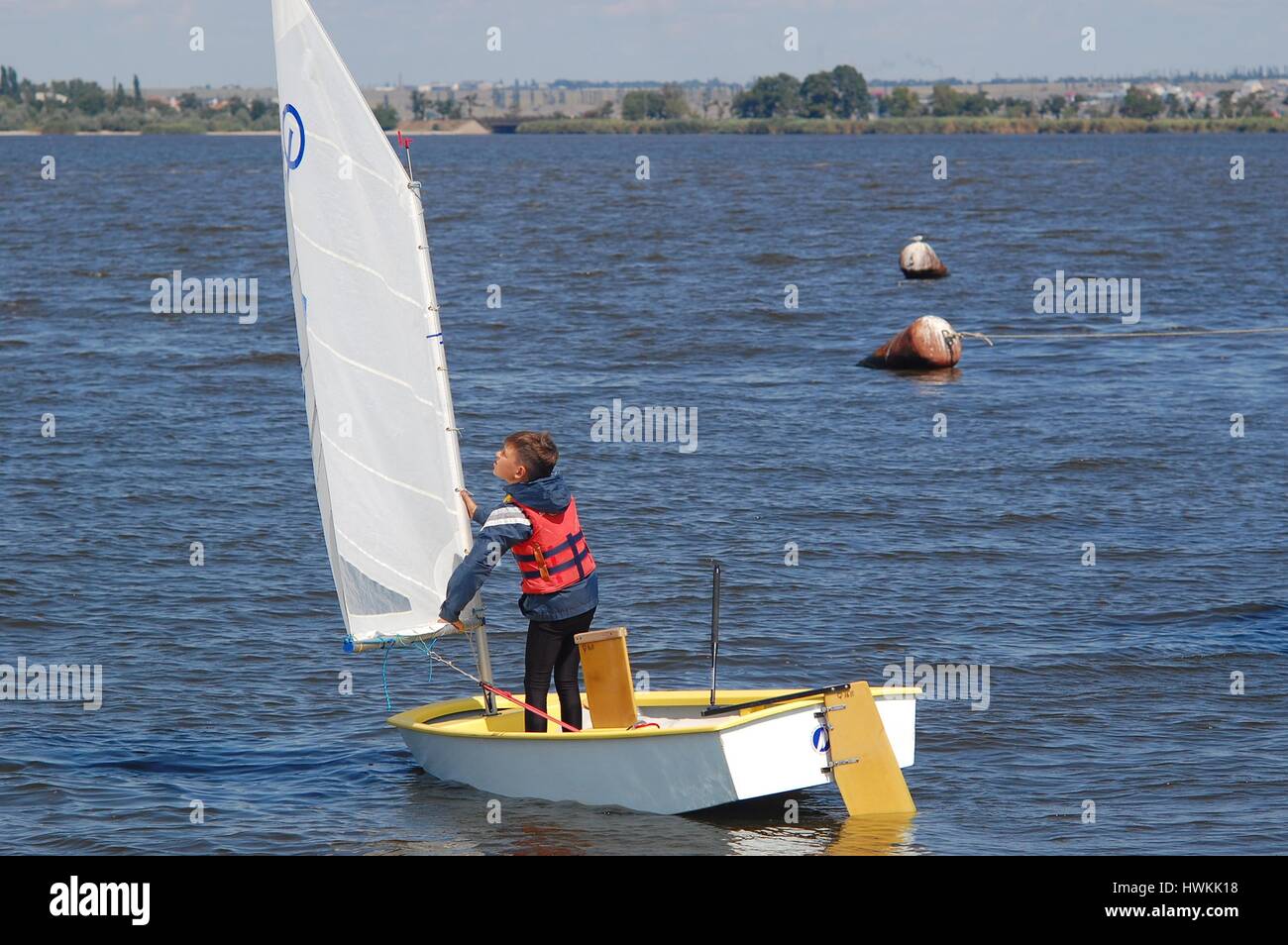 The competitions in sailing. Swimming on sails Stock Photo - Alamy