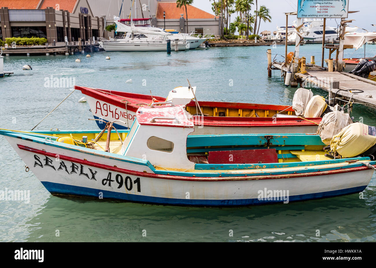 SeaFly fishing boat in Aruba Stock Photo - Alamy