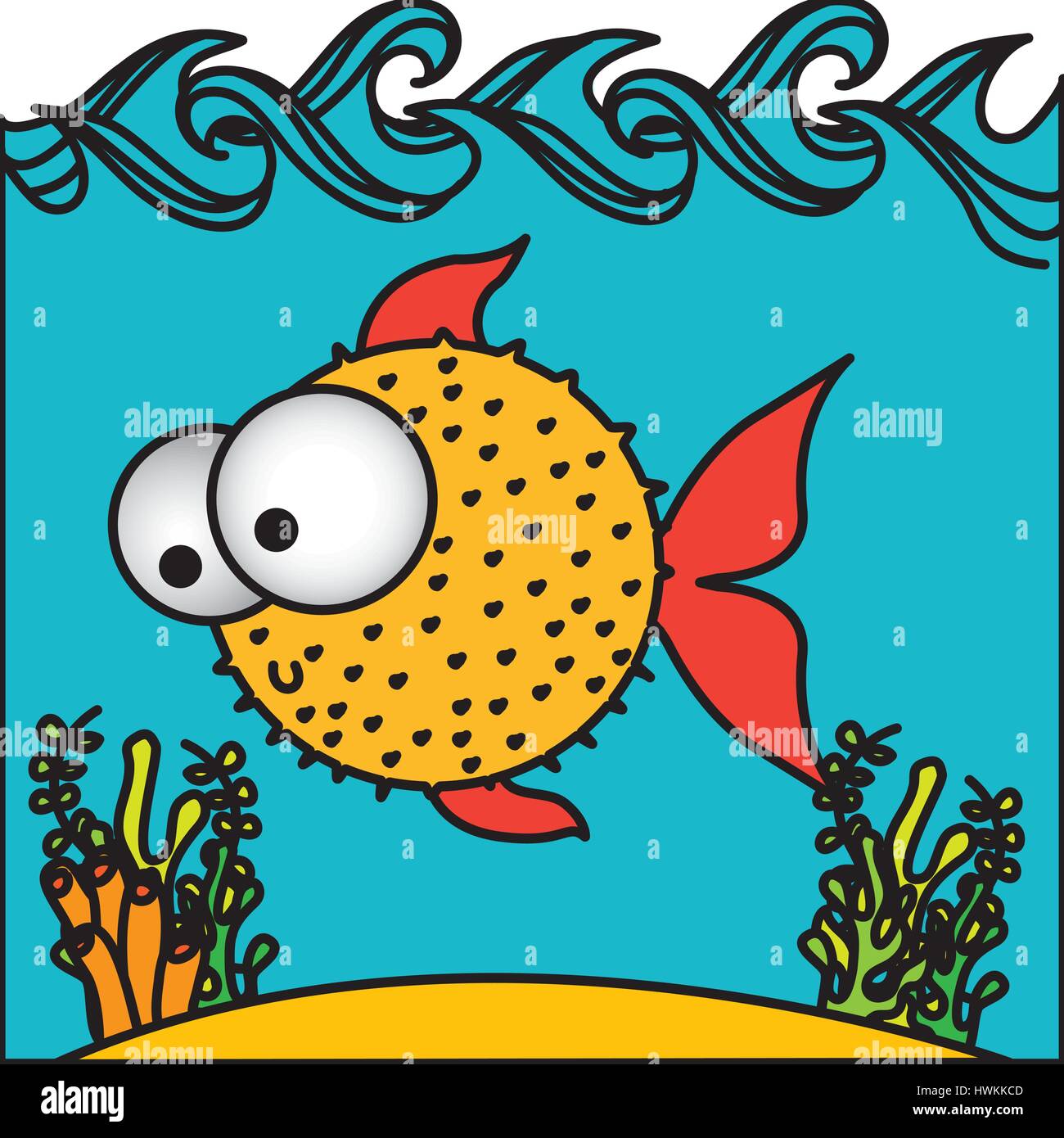 surprised balloon fish cartoon inside aquarium Stock Vector Image & Art ...