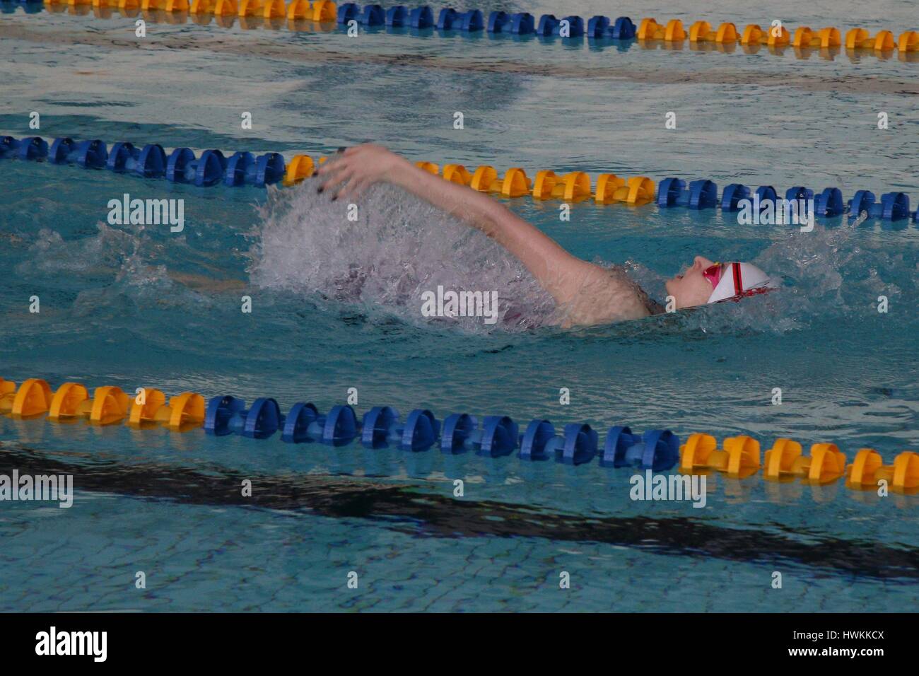 Swimming in the pool. Training in swimming Stock Photo - Alamy
