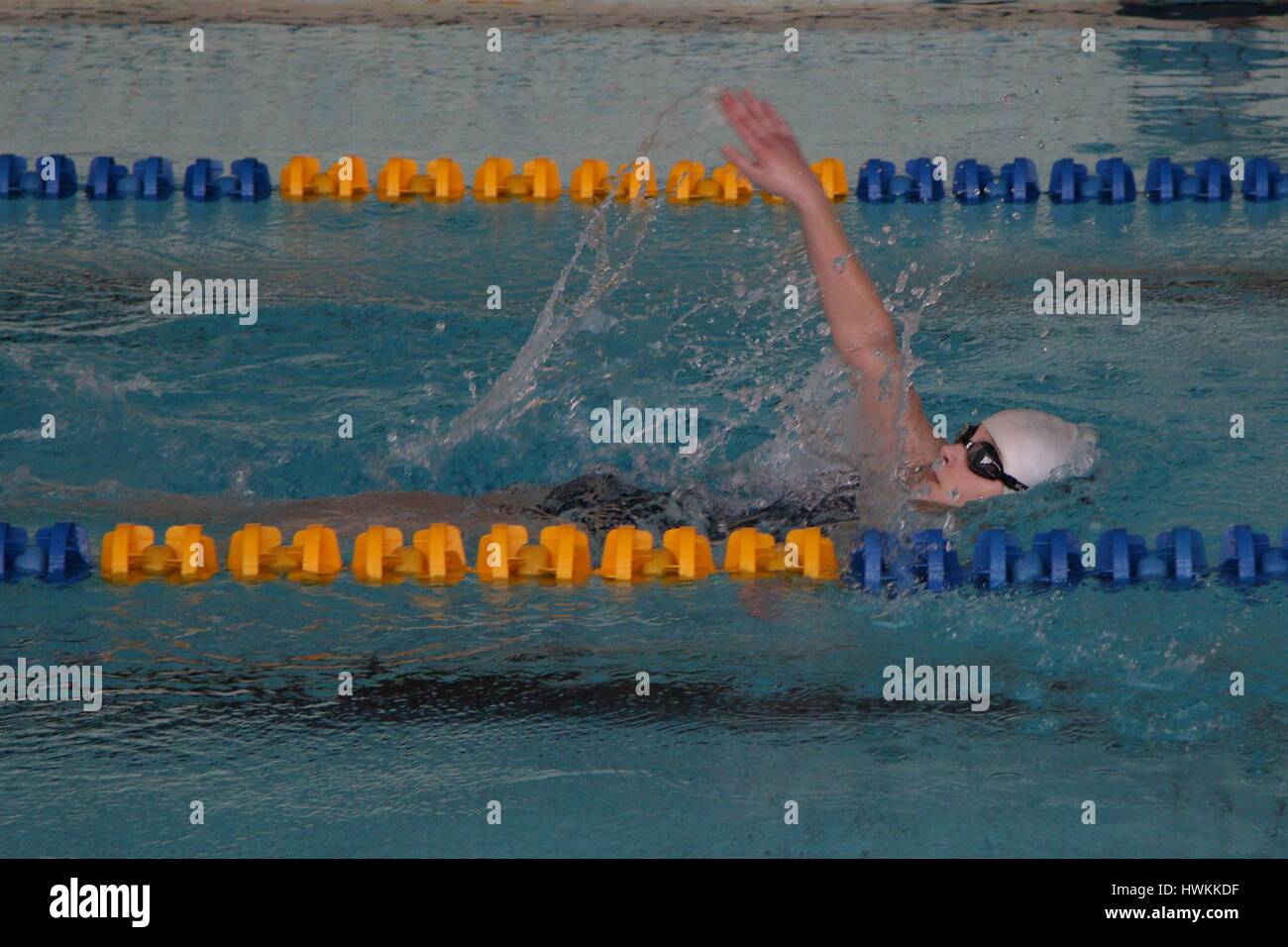 Swimming in the pool. Training in swimming Stock Photo - Alamy