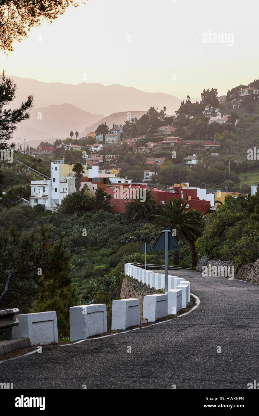 Twisted road through mountains and beautiful cozy Spanish villages in ...