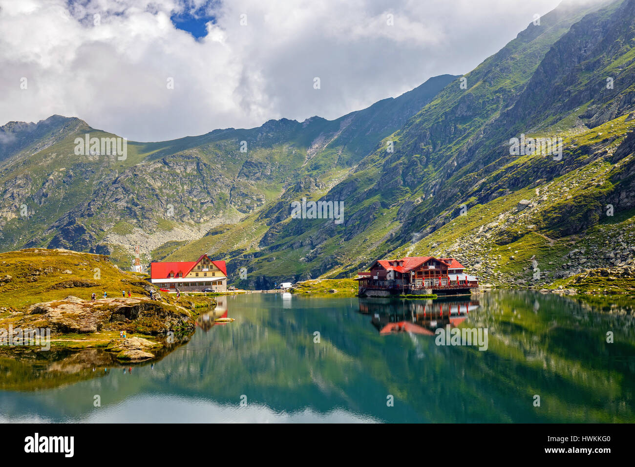 BALEA LAKE, ROMANIA - 21 JULY, 2014: Unidentified tourists enjoy the ...