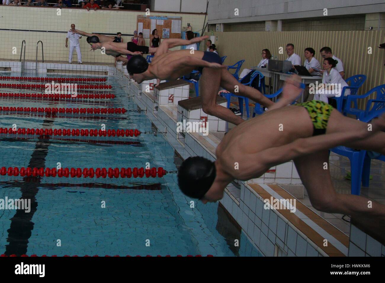 Swimming in the pool. Training in swimming Stock Photo - Alamy