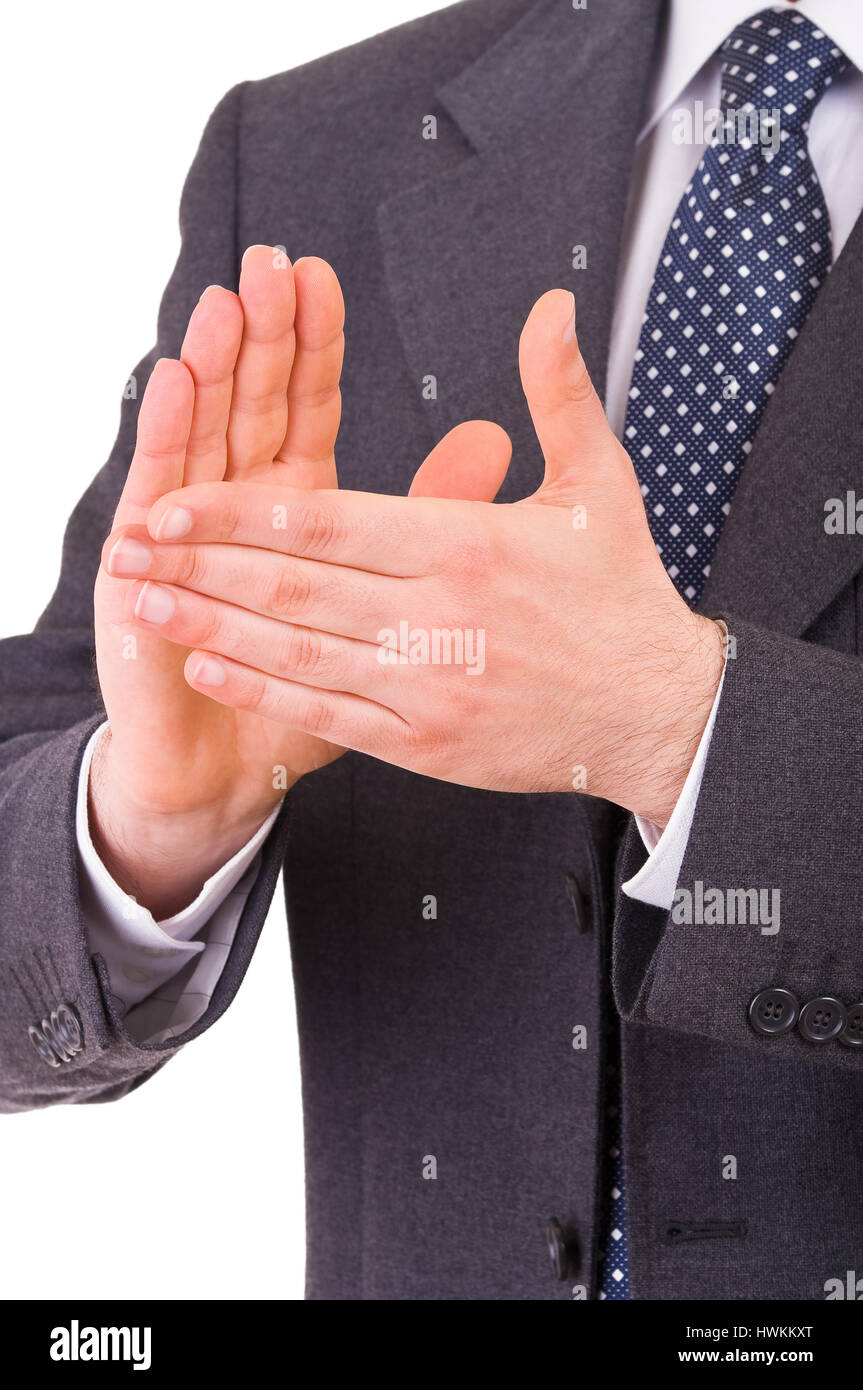 Businessman clapping his hands Stock Photo - Alamy