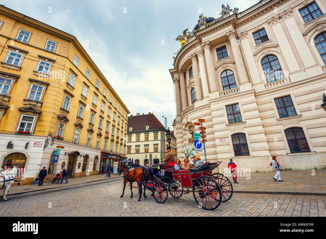 VIENNA, AUSTRIA - October 13, 2016: Traditional old-fashioned carriage ...