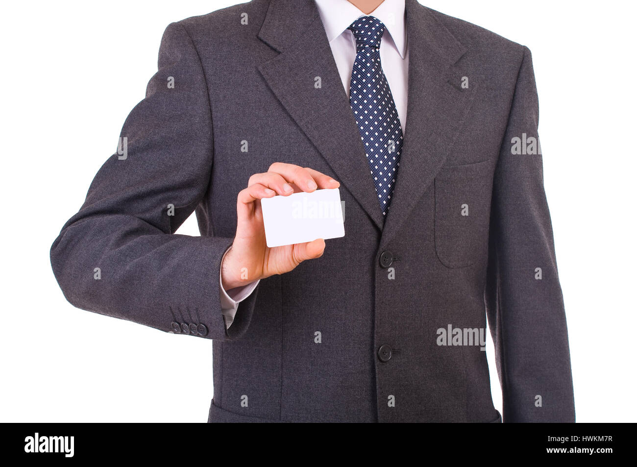 Business man showing blank card Stock Photo - Alamy