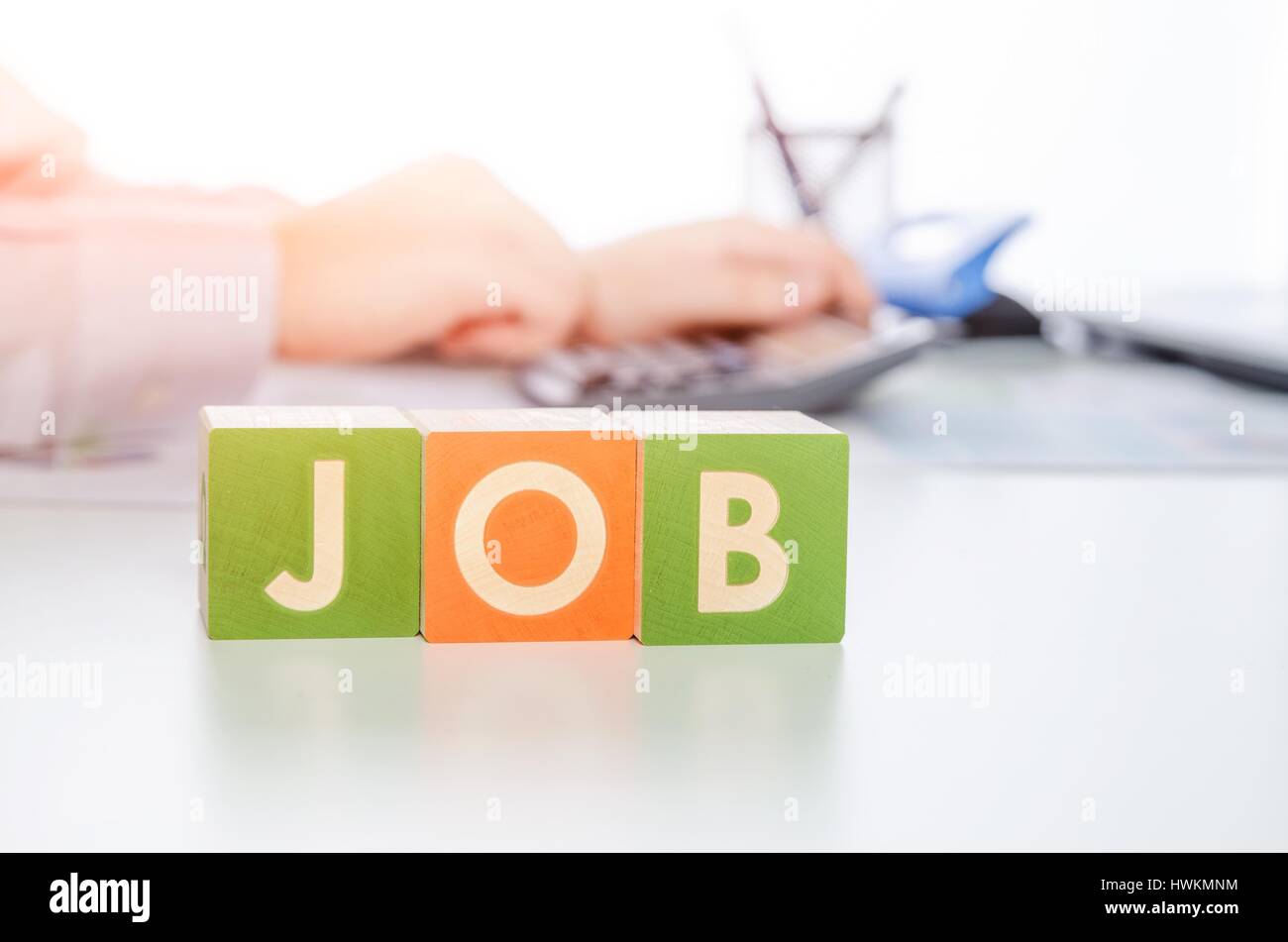 JOB word with colorful blocks. job recruitment word occupation block ...